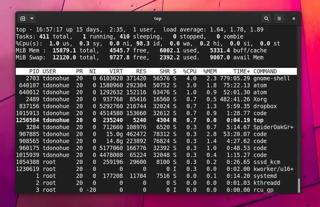 Linux任务管理器 - top命令介绍